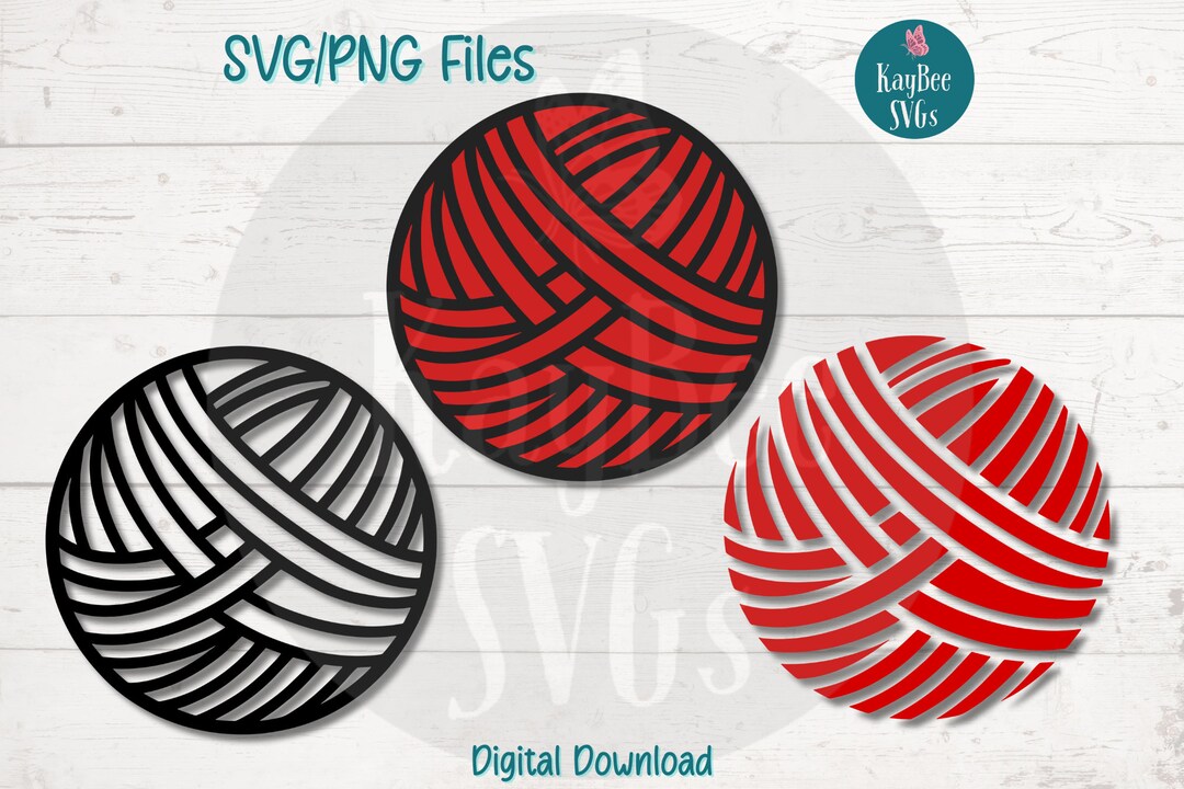 Red Yarn Ball SVG | PNG Cut Files for Cricut, Silhouette, Digital ...