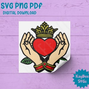 Claddagh SVG PNG PDF Clipart Digital Cut File Download for Cricut Silhouette Sublimation ...