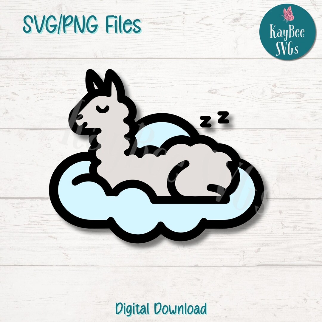 Llama Sleeping on Cloud SVG PNG Cut Files for Cricut, Silhouette ...