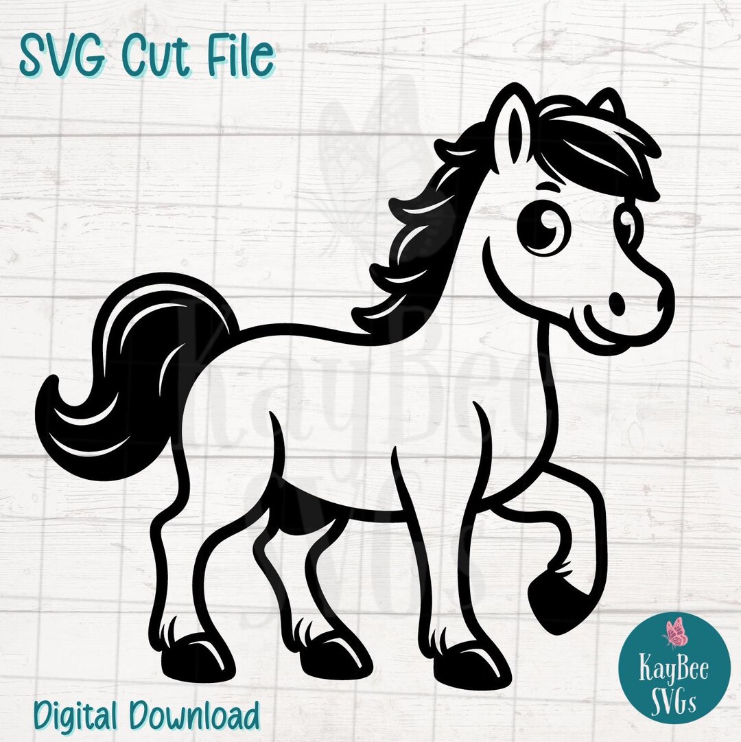 Cartoon Horse SVG PNG Cut Files for Cricut, Silhouette Digital Download ...