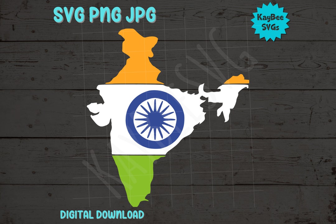 India Map Flag SVG PNG JPG Clipart Digital Cut File Download - Etsy
