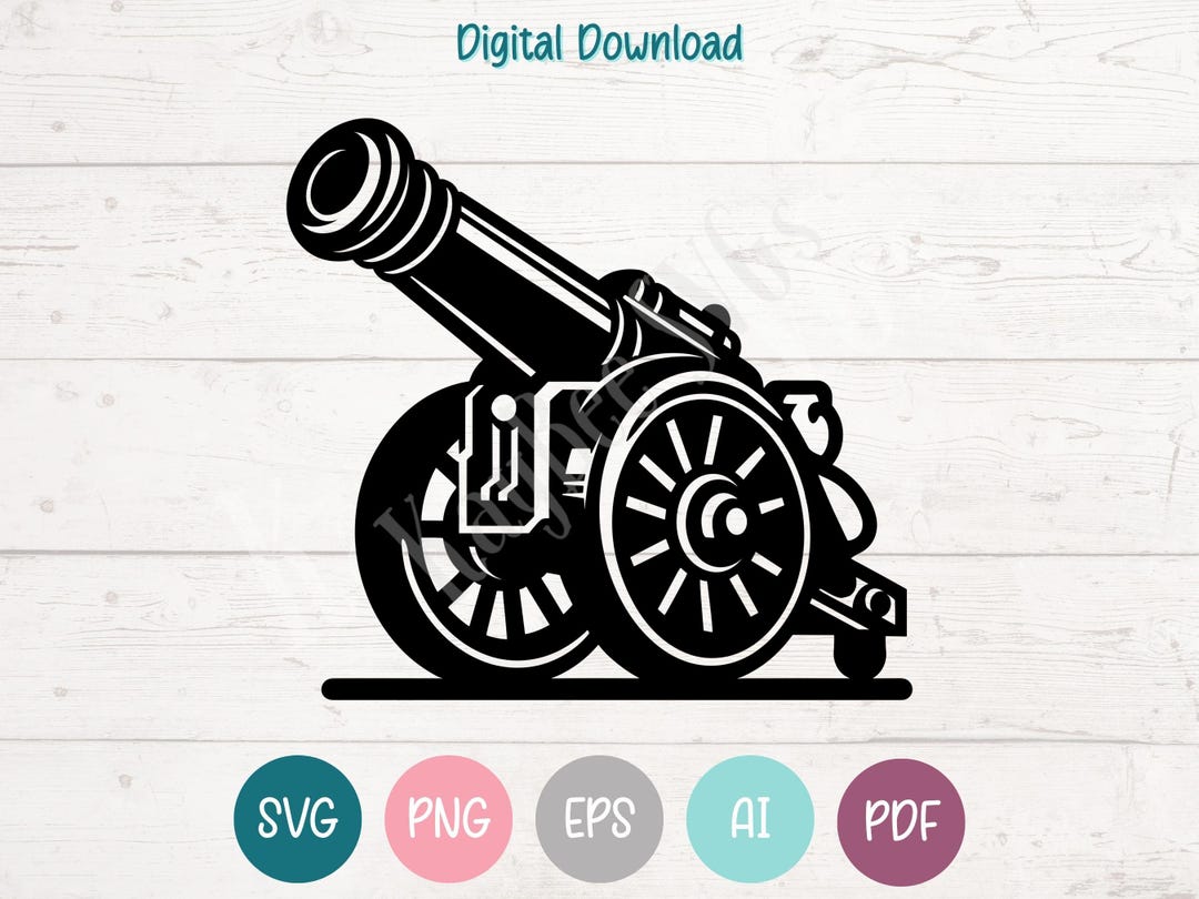 Military Cannon SVG PNG Clipart Cut Files for Cricut, Silhouette, Laser ...