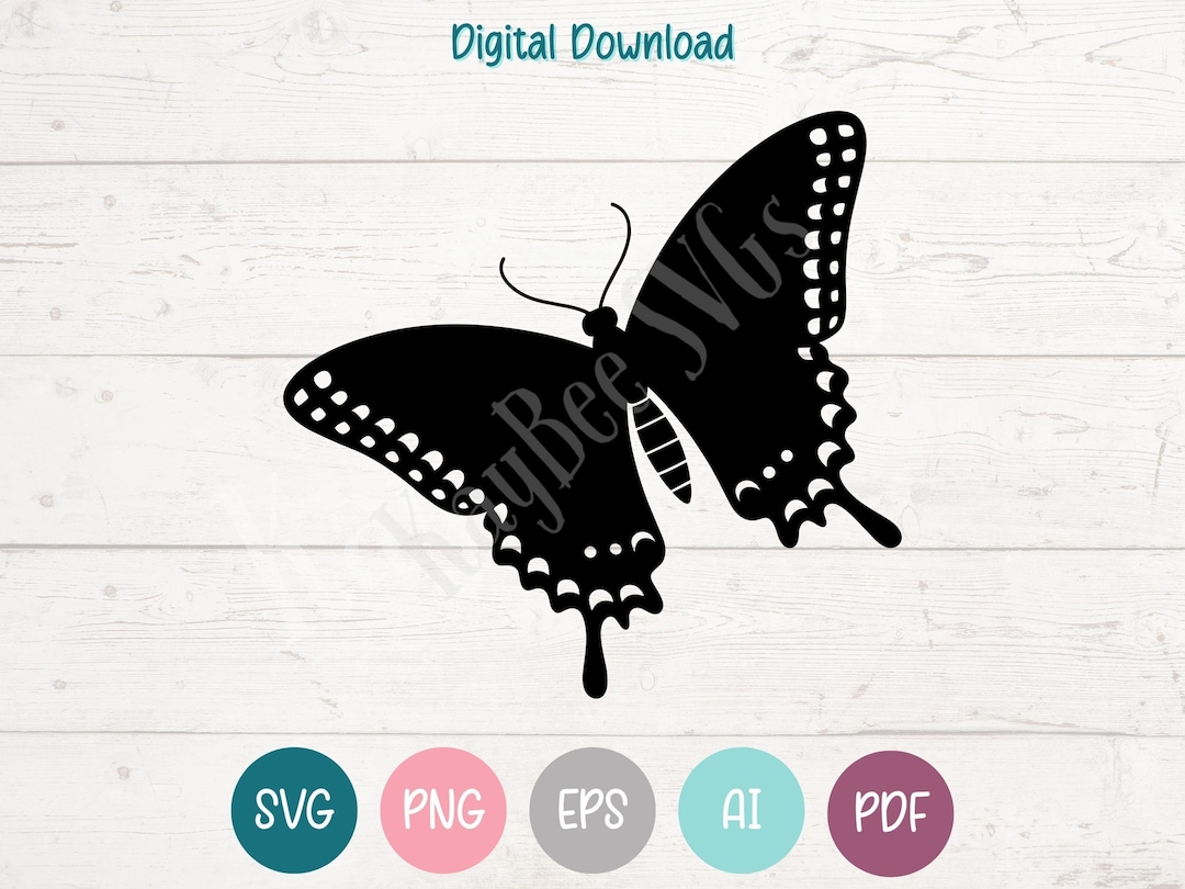 Black Swallowtail Butterfly SVG PNG Clipart Cut Files for Cricut ...