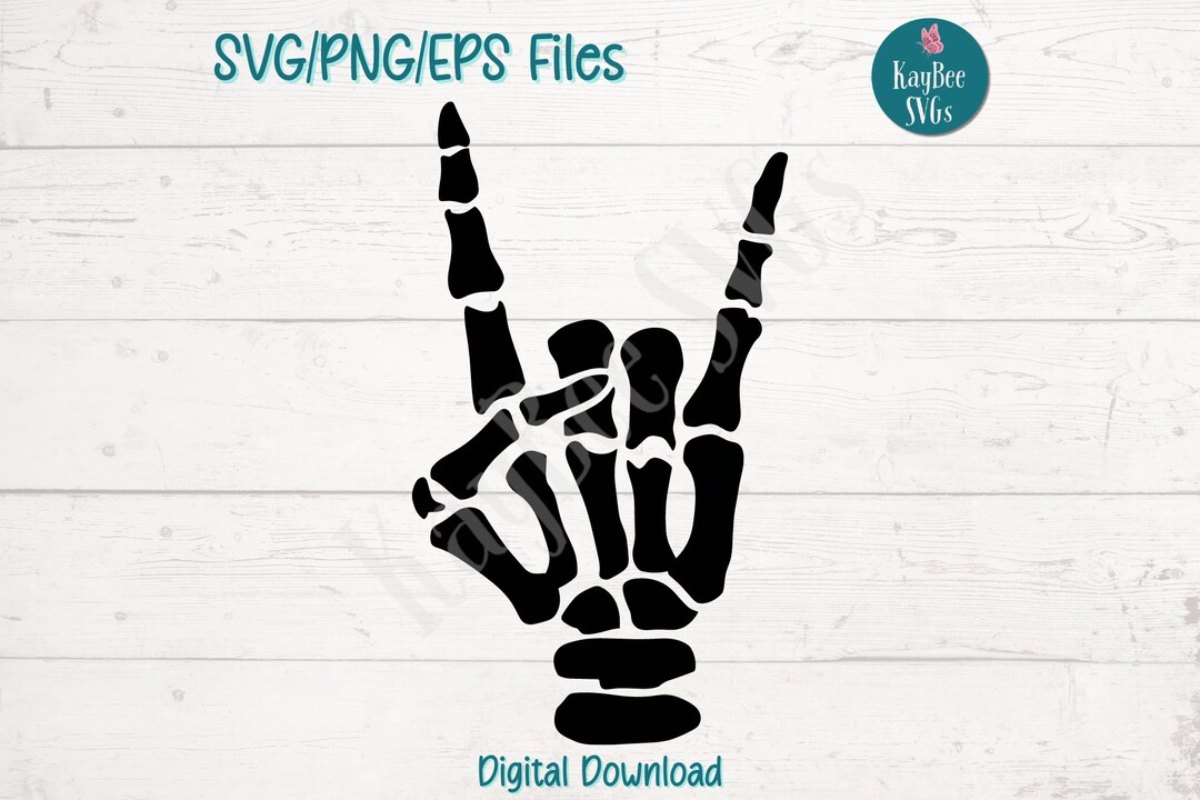 Rock on Skeleton Hand SVG: Clipart Cut Files for Cricut, Silhouette ...