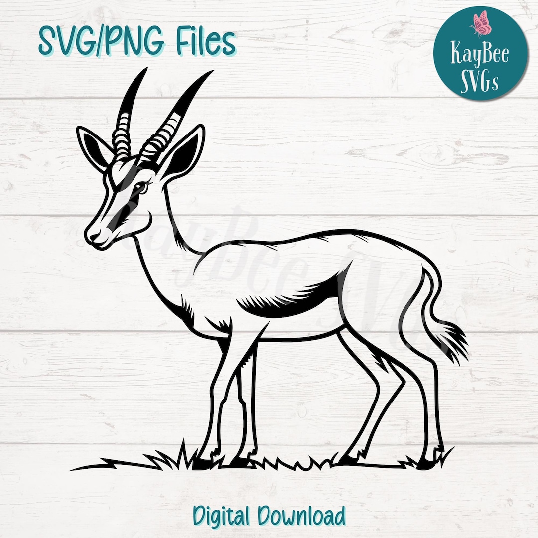 Springbok Antelope SVG PNG Cut Files for Cricut, Silhouette Digital ...