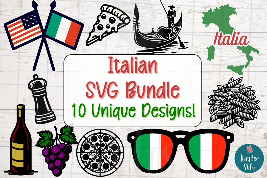 Italian SVG PNG Bundle Flag, Map, and Icons for Cricut, Silhouette ...