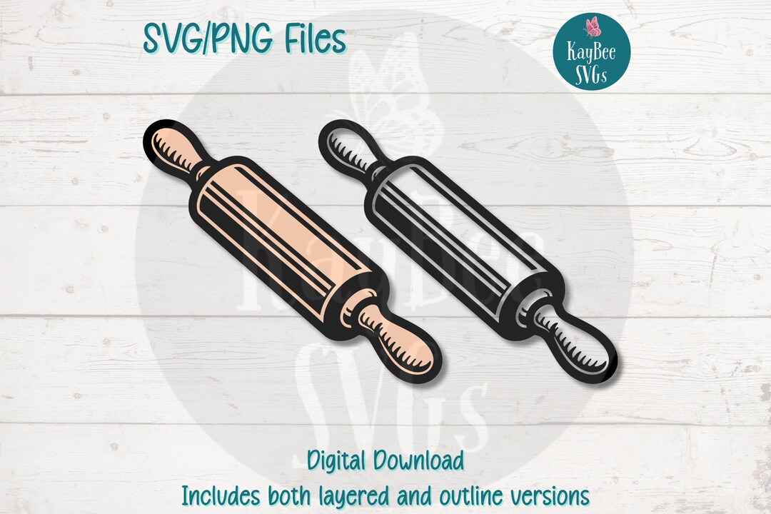 Rolling Pin SVG PNG Cut Files for Cricut, Silhouette, Digital Download ...