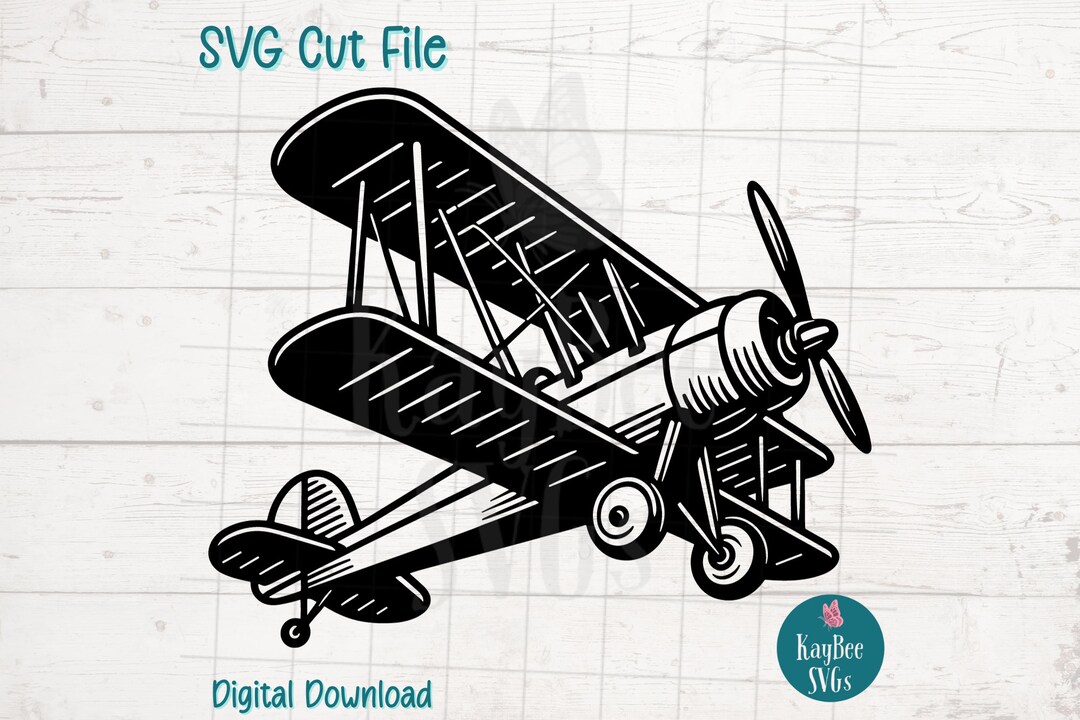 Biplane Airplane SVG Digital Cut File for Cricut, Silhouette, Engraving ...