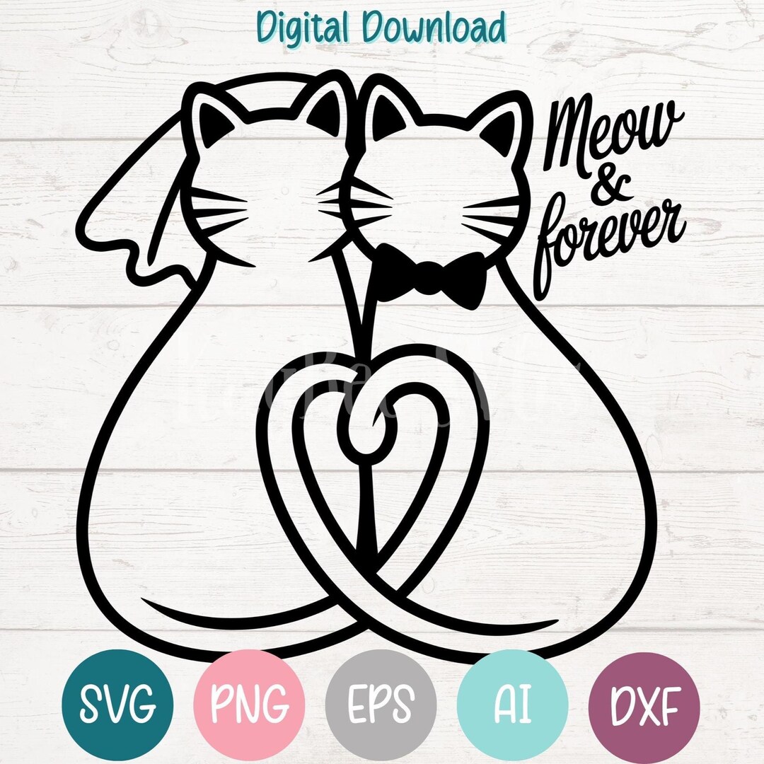 Cat Bride and Groom SVG, Wedding Clipart (digital Download) - Etsy