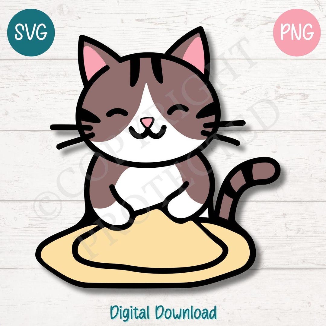 Cat Kneading Dough SVG PNG Cut Files for Cricut, Silhouette Digital ...