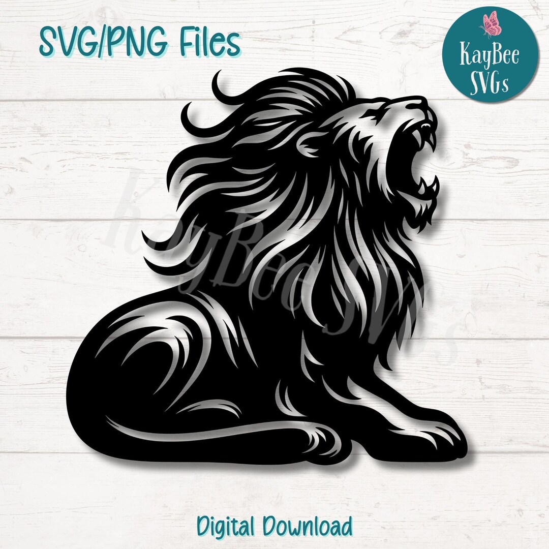 Roaring Lion SVG PNG Cut Files for Cricut, Silhouette Digital Download ...