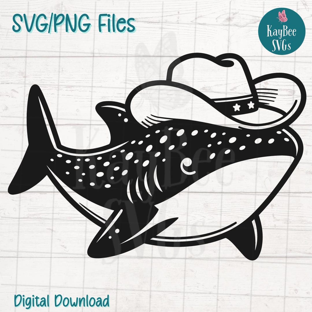 Cowboy Whale Shark SVG PNG Cut Files for Cricut, Silhouette Digital ...