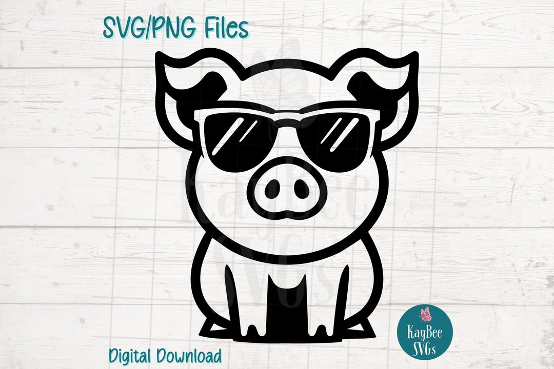 Cool Pig SVG/PNG Cut Files for Cricut, Silhouette, Digital Download ...