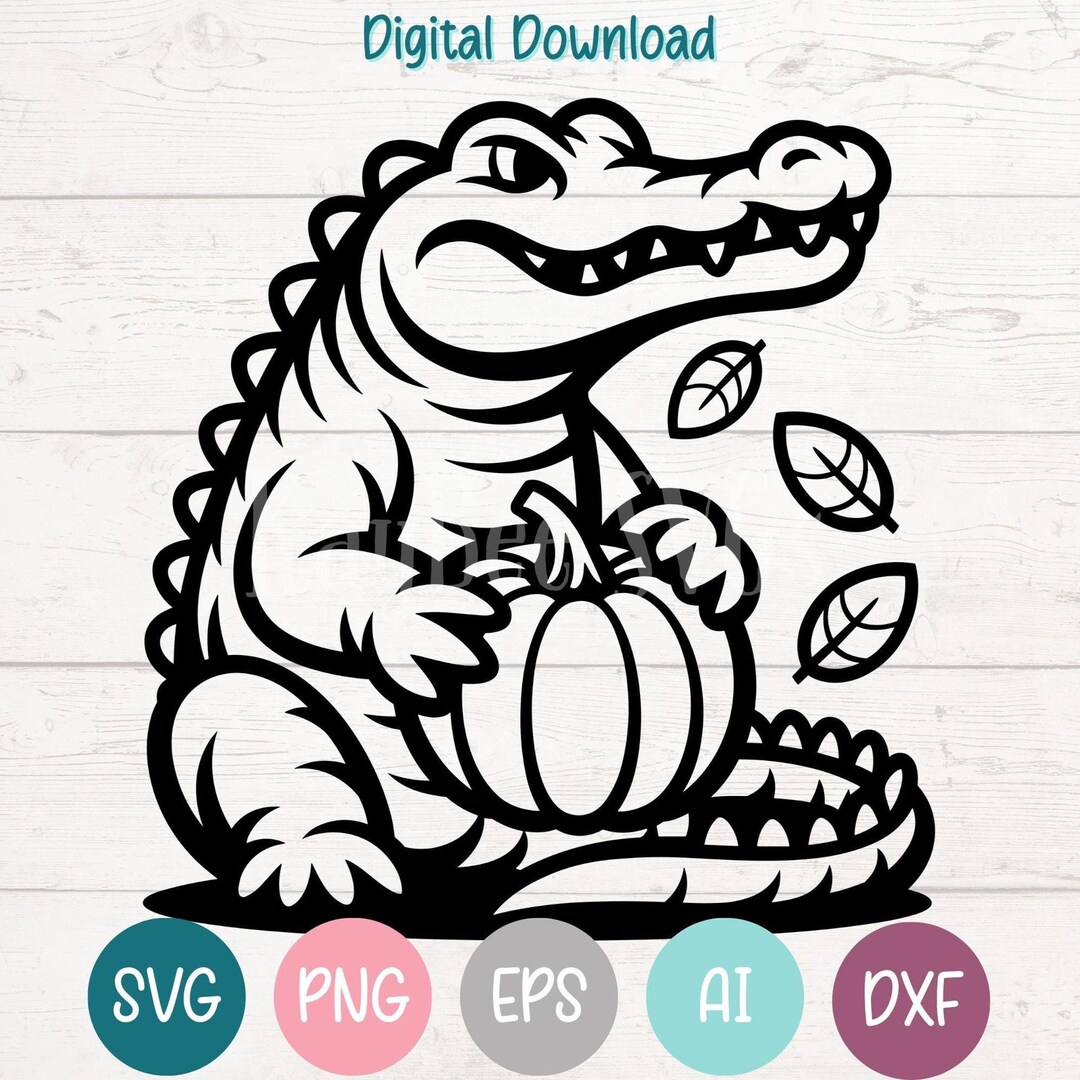 Fall Alligator Pumpkin Clipart, Autumn Reptile Outline (digital ...