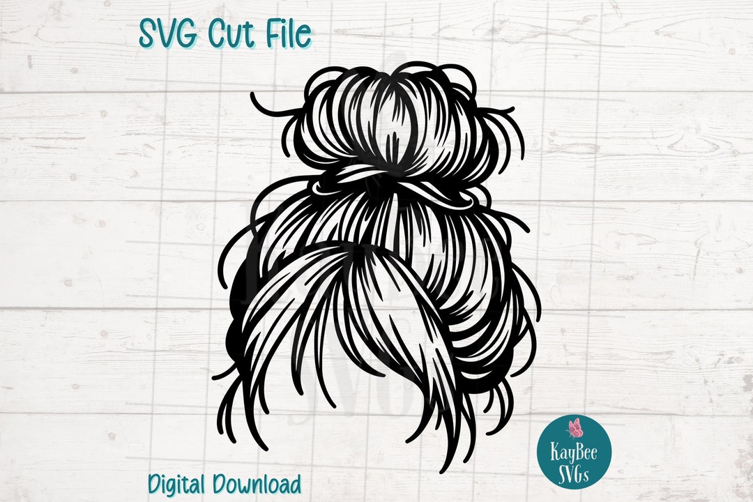 Messy Bun Hair SVG Digital Cut File for Cricut, Silhouette, Engraving ...