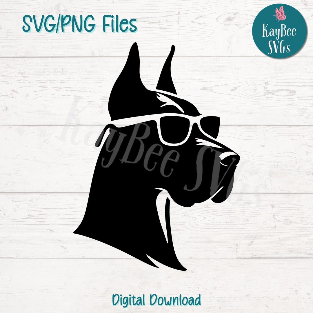 Great Dane With Sunglasses SVG PNG Cut Files for Cricut, Silhouette ...
