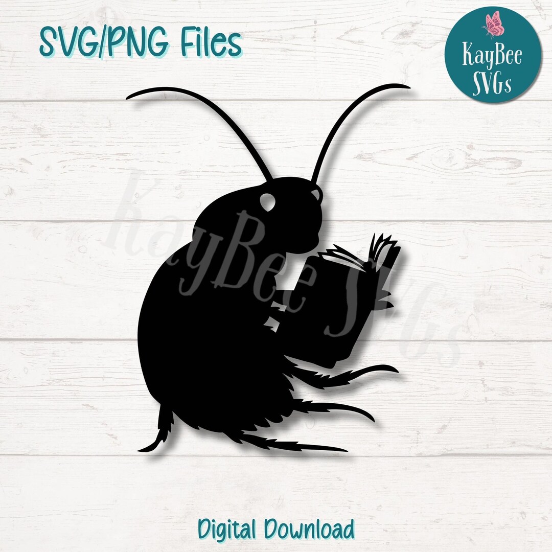 Cockroach Reading Book SVG PNG Cut Files for Cricut, Silhouette Digital ...