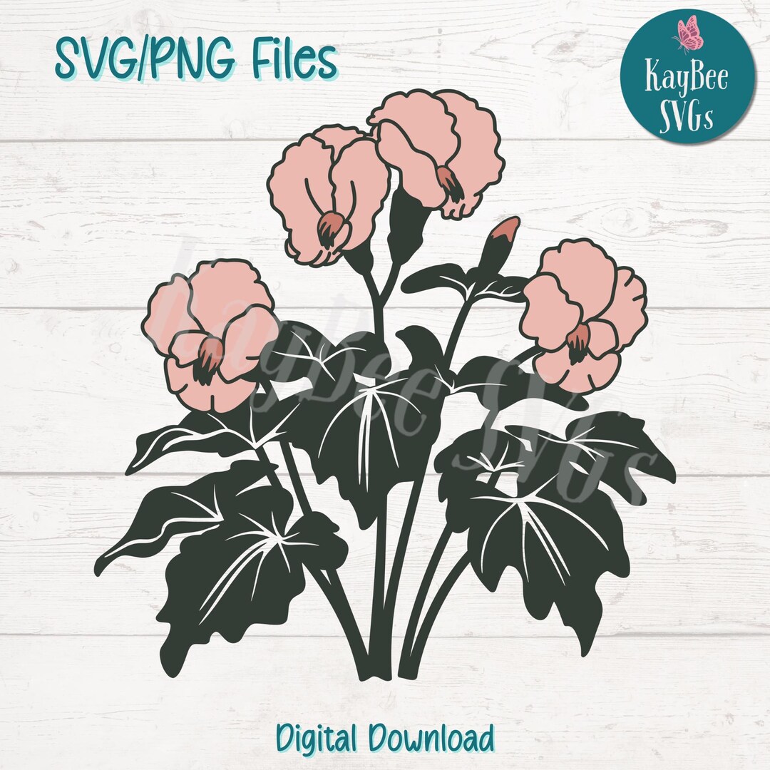 Begonia Flowers SVG PNG Cut File for Cricut, Silhouette, Sublimation ...