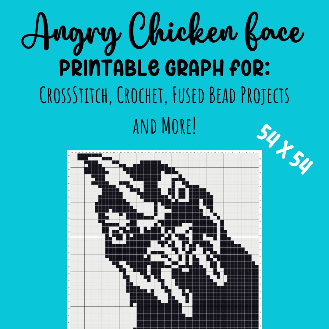 Angry Chicken Face Peeking Crochet Graph Crossstitch Fused - Etsy Canada