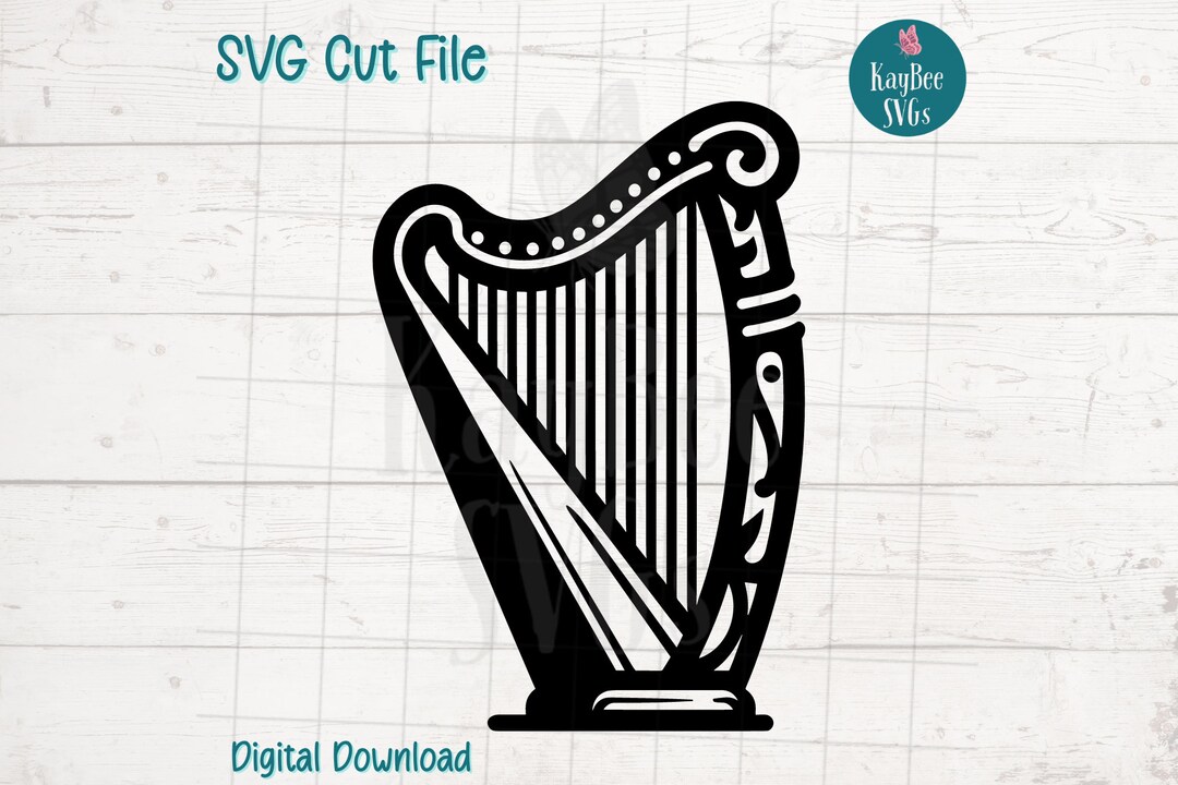 Irish Celtic Harp SVG Digital Cut File for Cricut, Silhouette ...