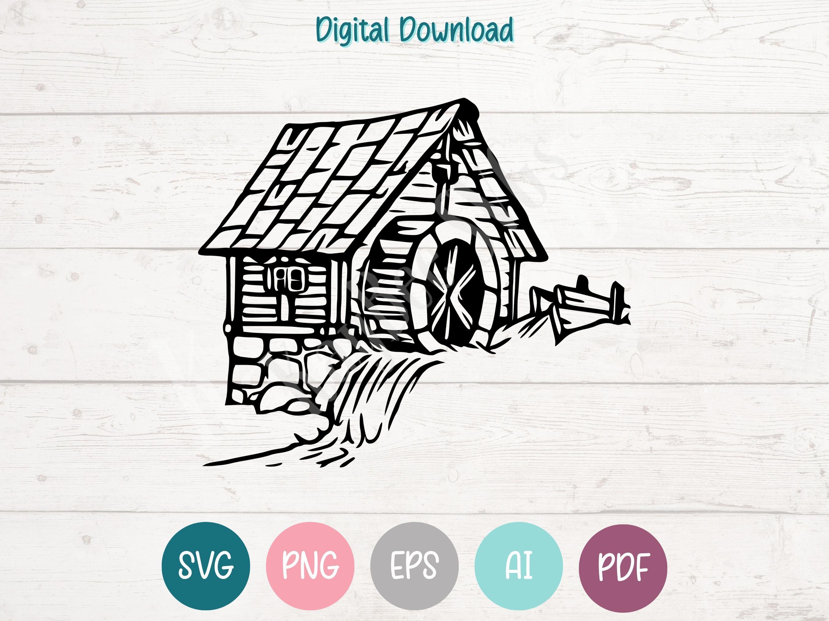 Watermill SVG PNG Clipart Cut Files for Cricut, Silhouette, Laser ...