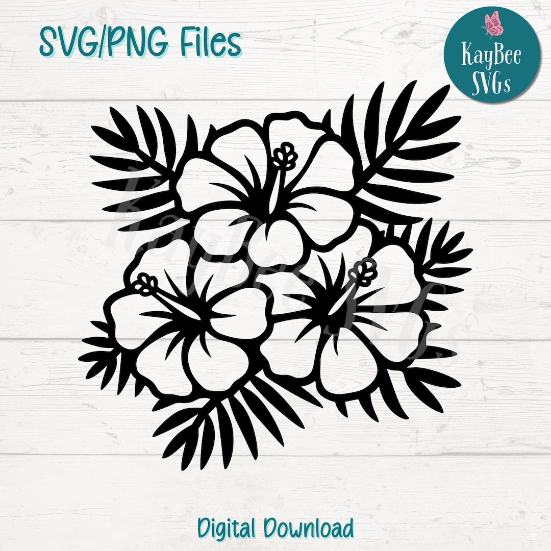 Hibiscus Flowers SVG PNG Clipart Cut Files for Cricut, Silhouette ...