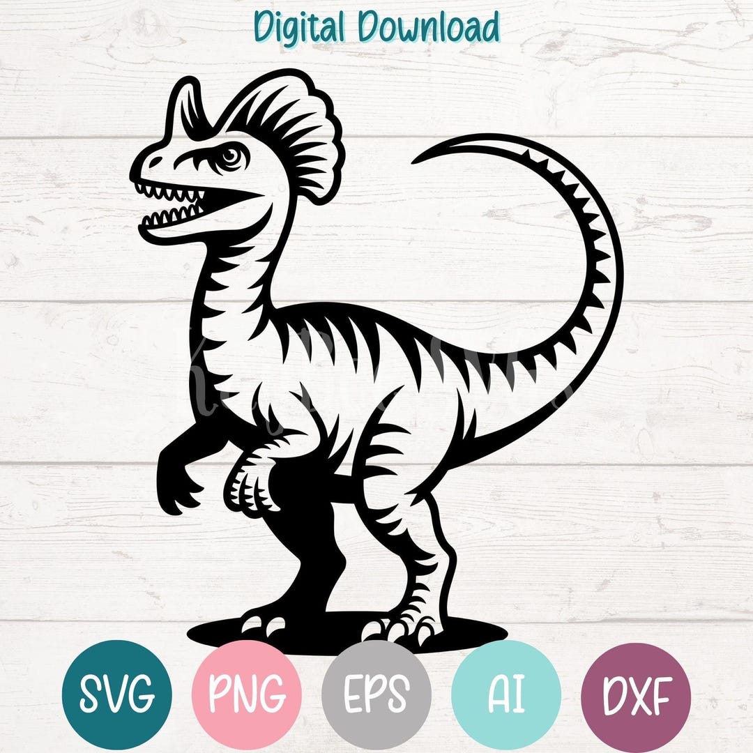 Dilophosaurus Dinosaur SVG PNG Cut Files for Cricut, Silhouette Digital ...