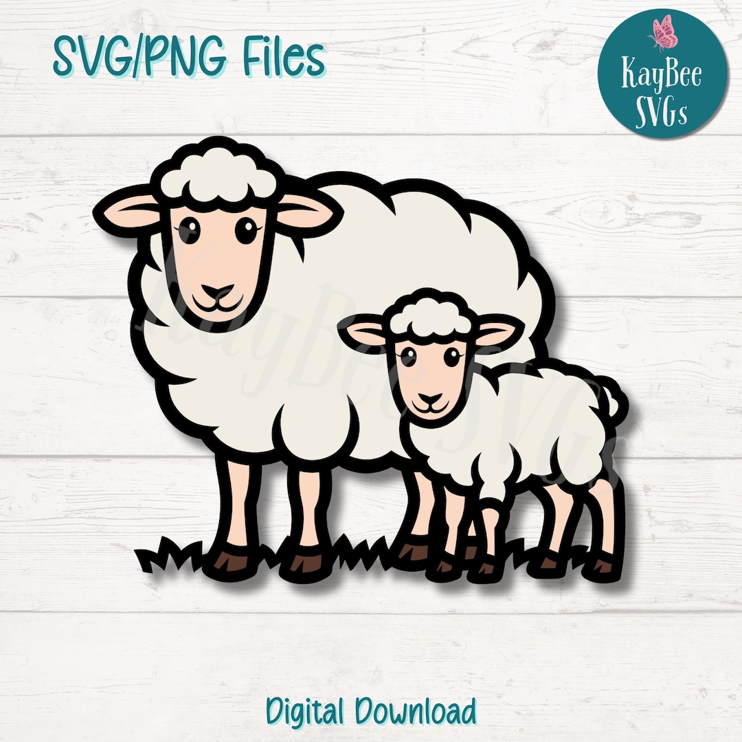 Sheep and Lamb SVG PNG Cut Files, Commercial Use Clipart (digital ...