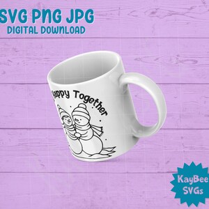 Snow Happy Together Snowman Couple SVG PNG JPG Clipart Digital Cut File ...