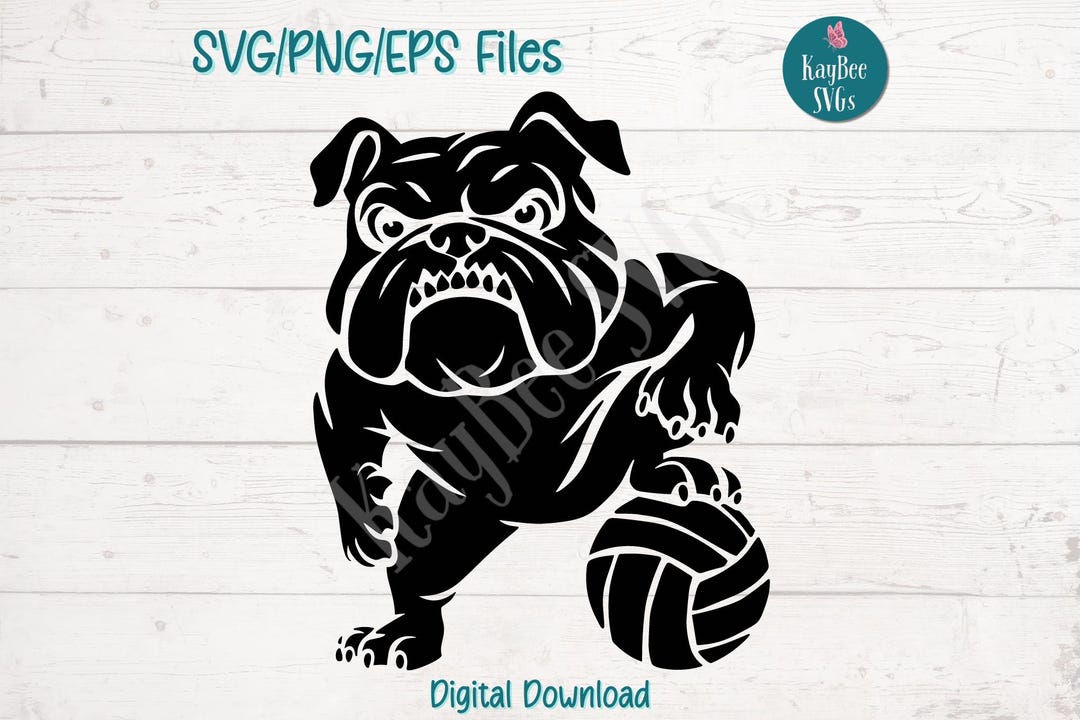 Volleyball Bulldog SVG: Clipart Cut Files for Cricut, Silhouette, Laser ...