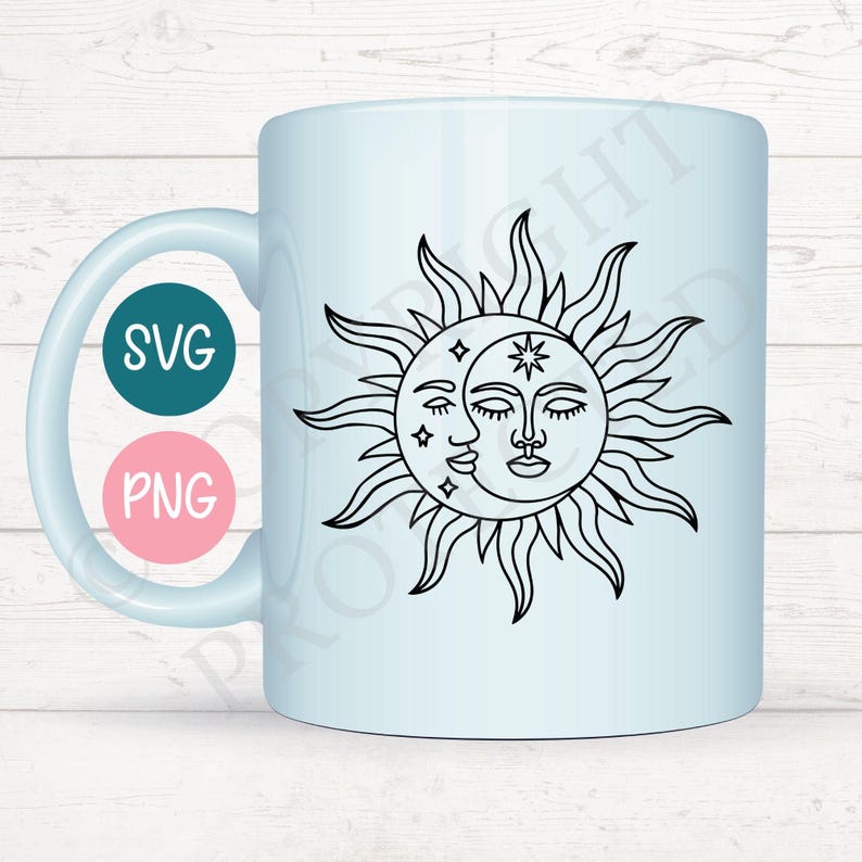 Boho Sun and Moon Celestial Face Clipart, SVG PNG (digital) - Etsy