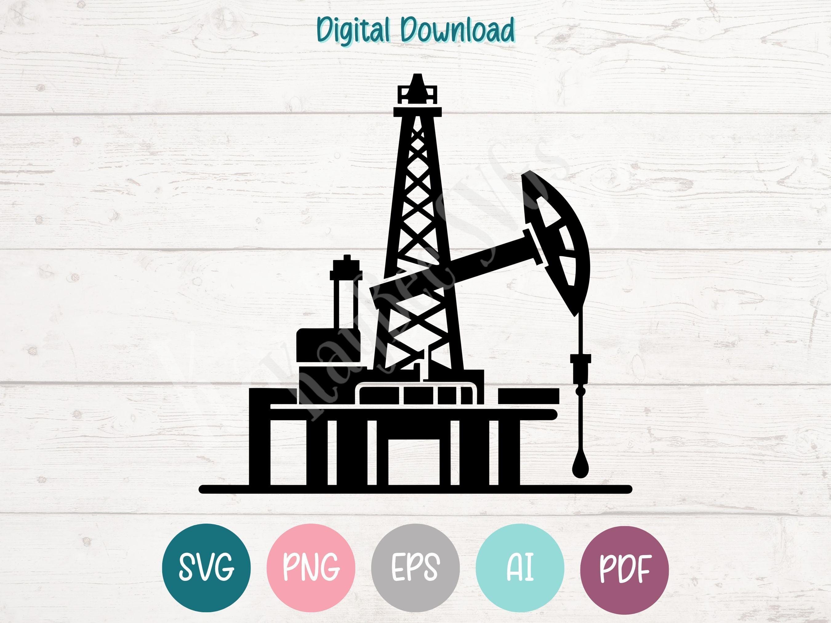 Oil Rig SVG PNG Clipart Cut Files for Cricut, Silhouette, Laser ...