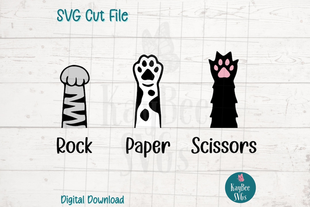 Rock Paper Scissors Cat Paws SVG Cut File for Cricut, Silhouette ...