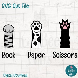 Rock Paper Scissors Cat Paws SVG Cut File for Cricut, Silhouette ...