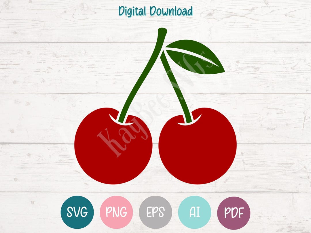 Cherries SVG: Clipart Cut Files for Cricut, Silhouette, Laser Engraving ...
