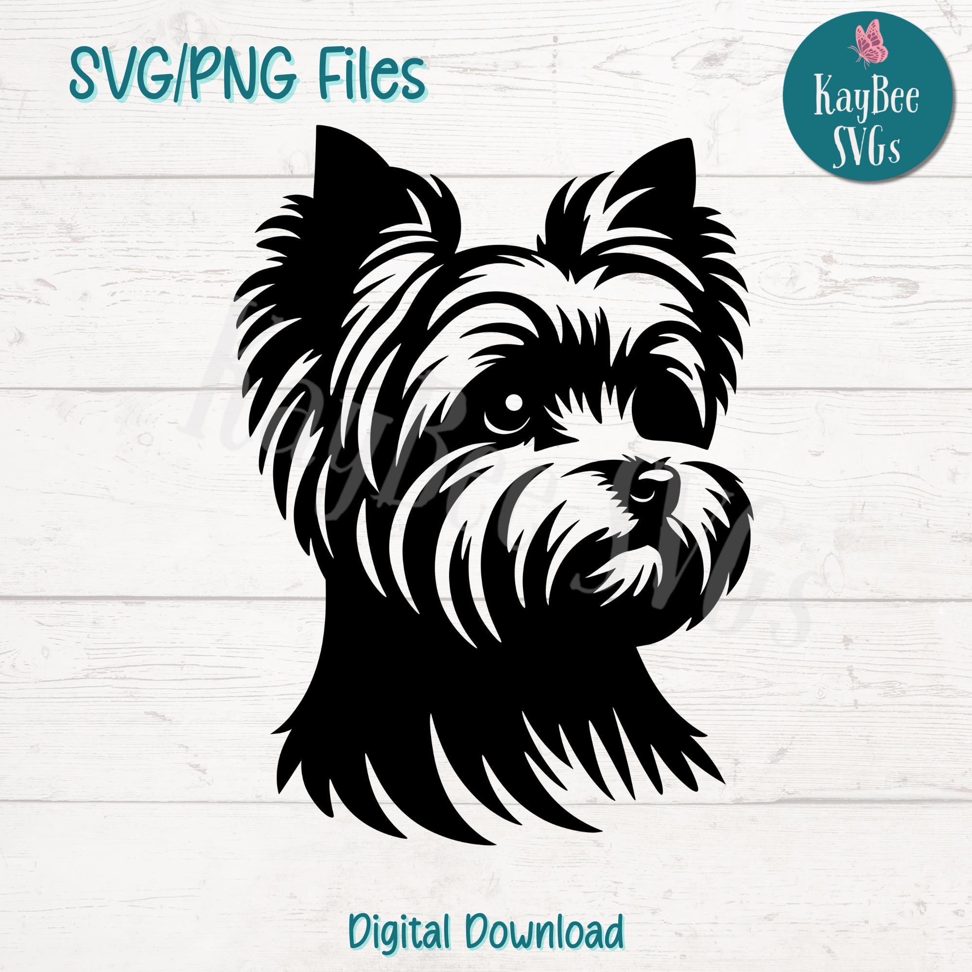 Yorkie Portrait SVG PNG Clipart Cut Files for Cricut, Silhouette, Laser ...