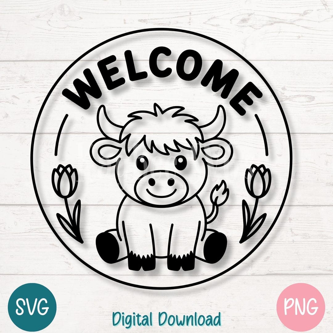 Buy Highland Cow Welcome Sign SVG, Farmhouse Porch Decor (digital ...