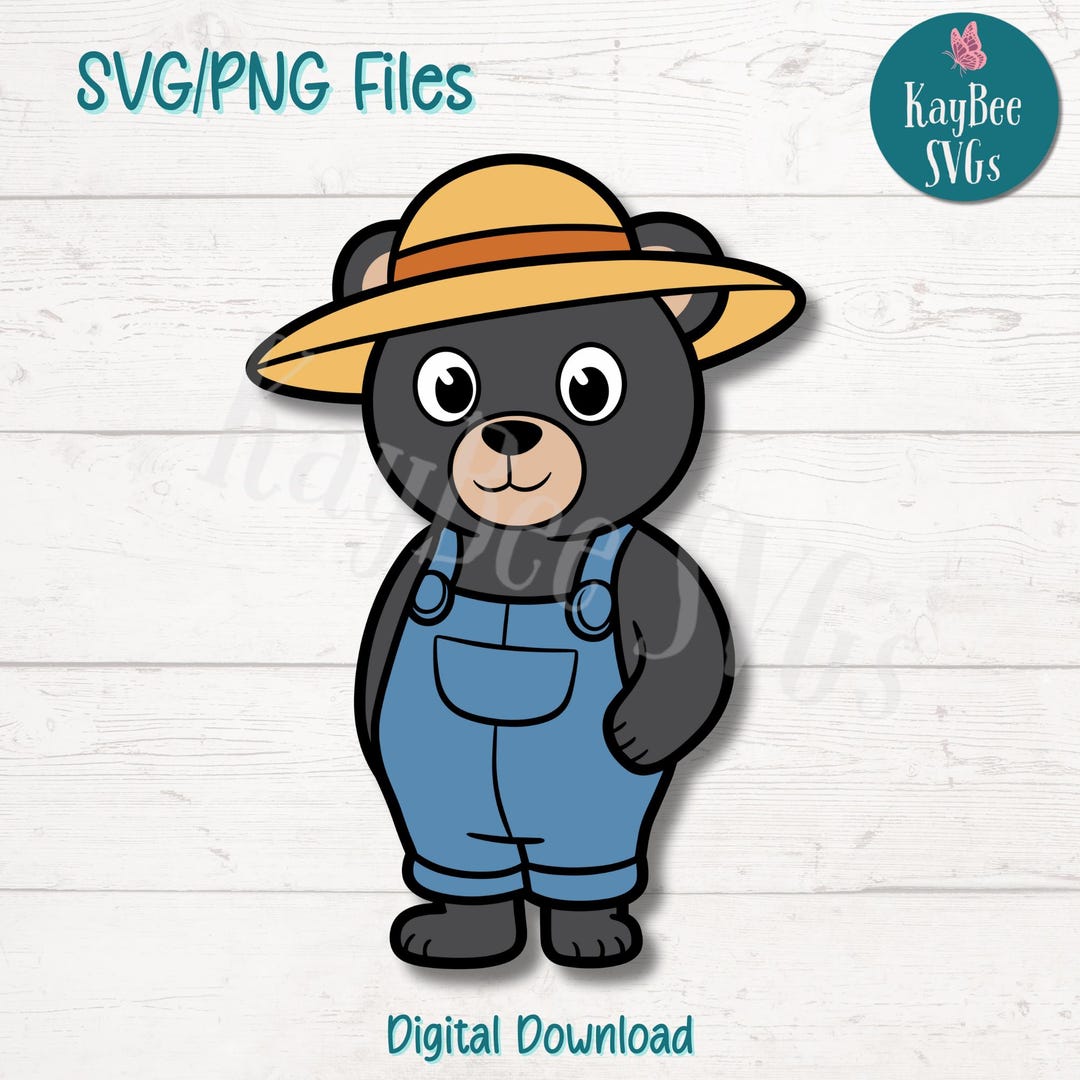 Country Bear SVG PNG Cut Files for Cricut, Silhouette Digital Download ...