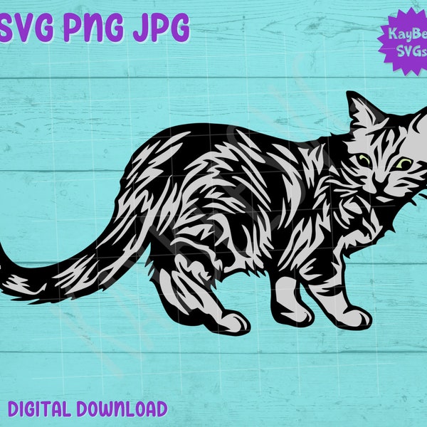 Long Hair Tabby Svg - Etsy