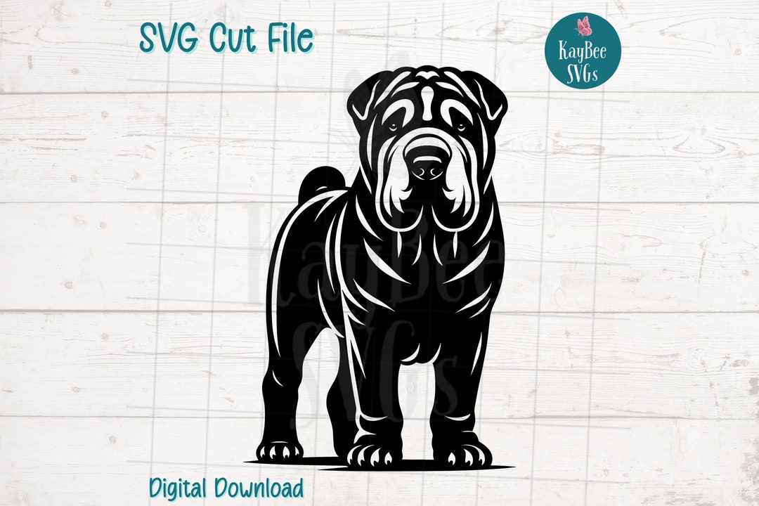 Shar Pei Dog SVG Cut File for Cricut, Silhouette, Digital Download ...