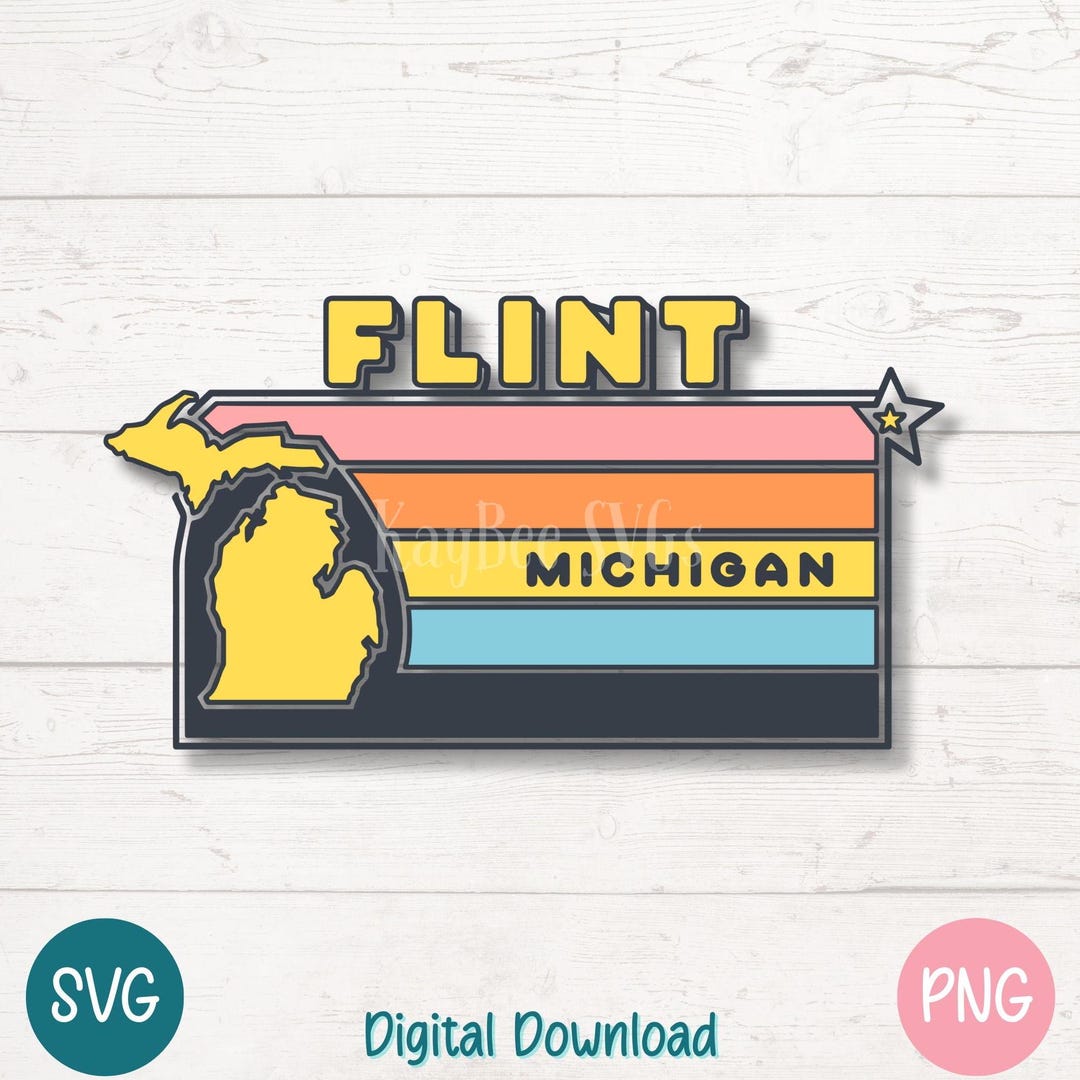 Flint Michigan SVG PNG Retro City Skyline Clipart for Local Pride and ...