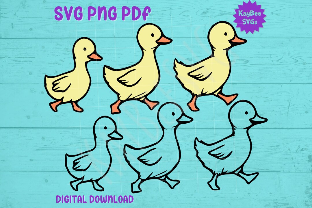 Ducks in a Row - Ducklings SVG PNG PDF Clipart Digital Cut File Download for Cricut Silhouette ...
