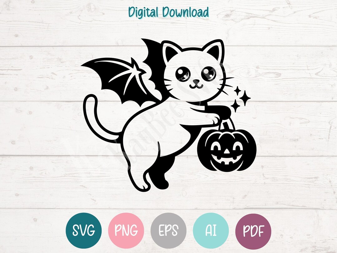 Halloween Cat SVG PNG Clipart Cut Files for Cricut, Silhouette, Laser ...