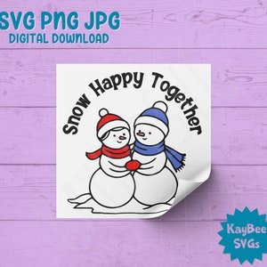 Snow Happy Together Snowman Couple SVG PNG JPG Clipart Digital Cut File ...