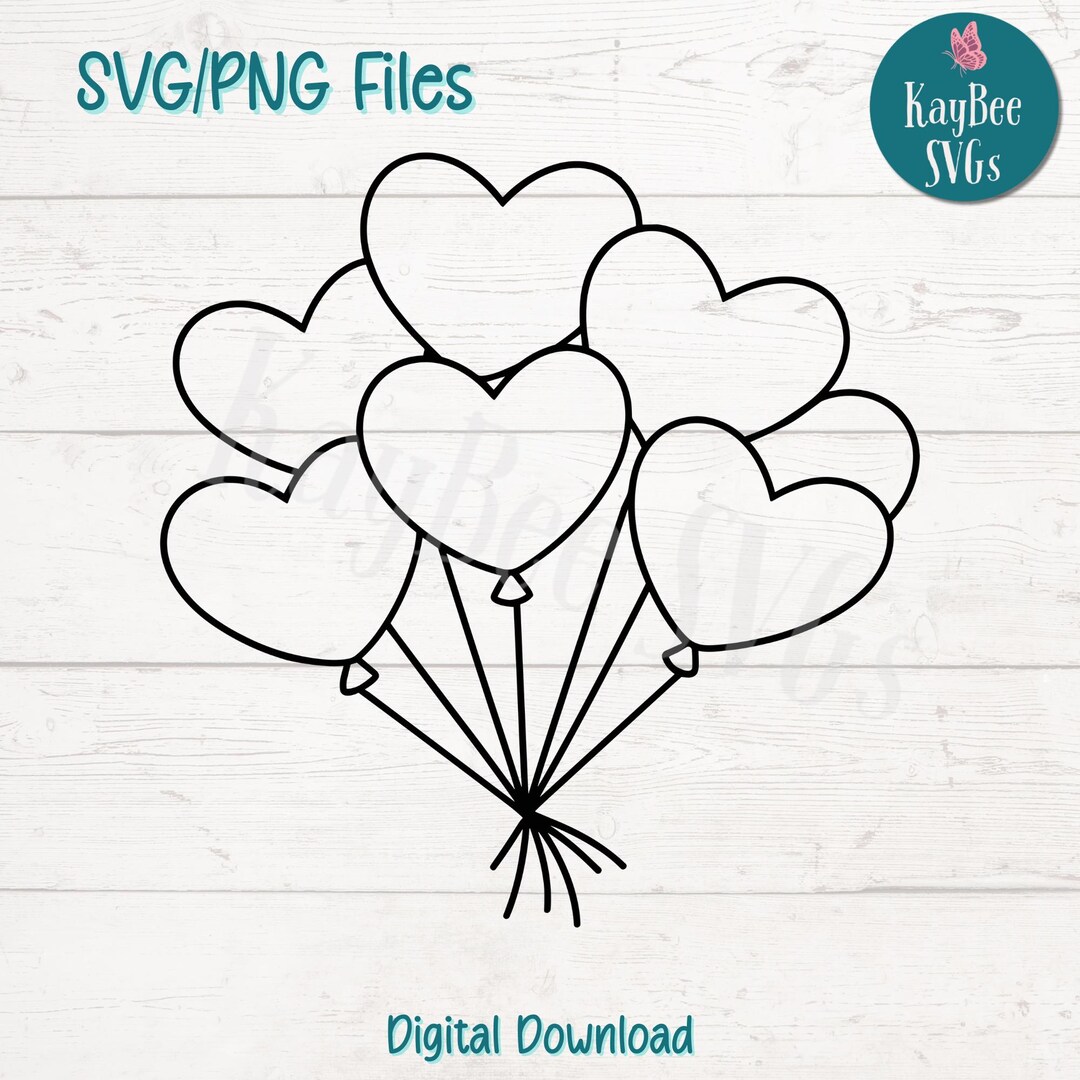Heart Balloons SVG PNG Valentine Love Clipart for Romantic and Party ...