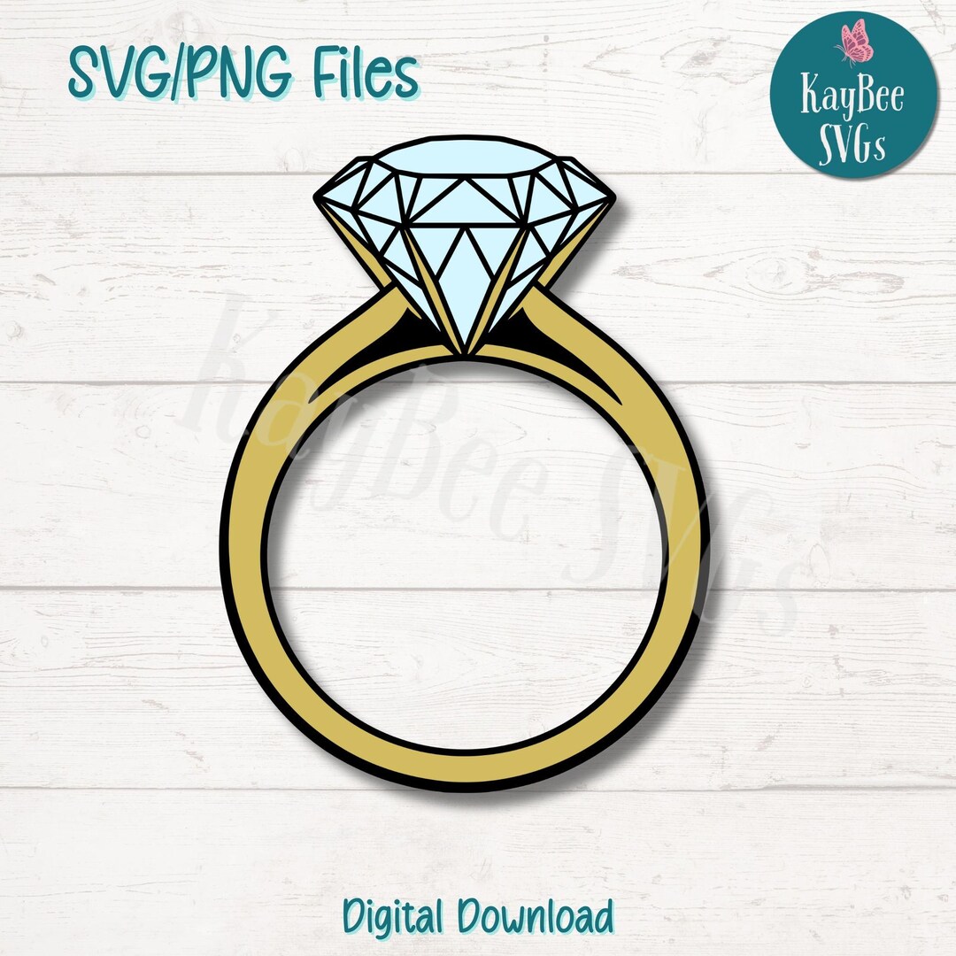 Diamond Engagement Ring SVG PNG Cut Files for Cricut, Silhouette ...