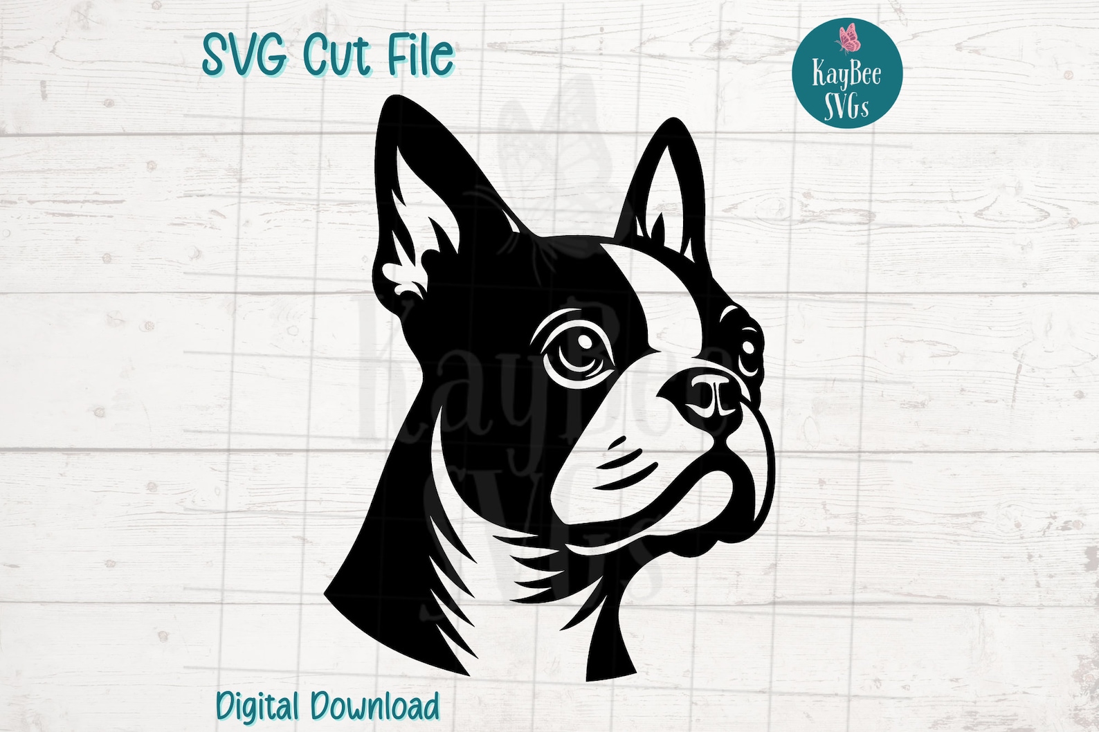 Boston Terrier Dog SVG Cut File for Cricut, Silhouette, Digital ...