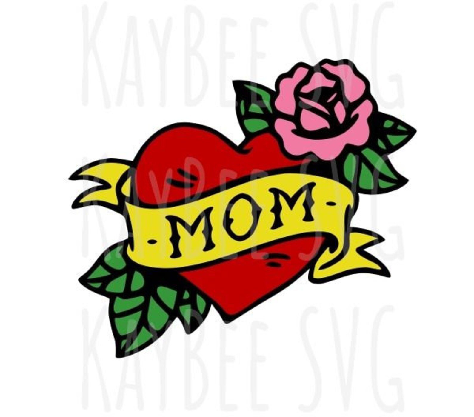 Mom Heart Tattoo SVG PNG JPG Clipart Digital Cut File Download - Etsy