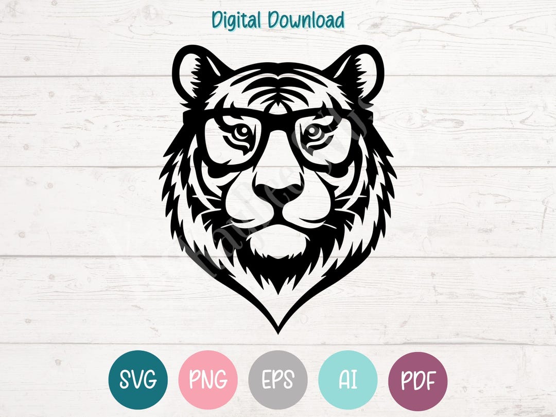 Smart Tiger SVG PNG Clipart Cut Files for Cricut, Silhouette, Laser ...