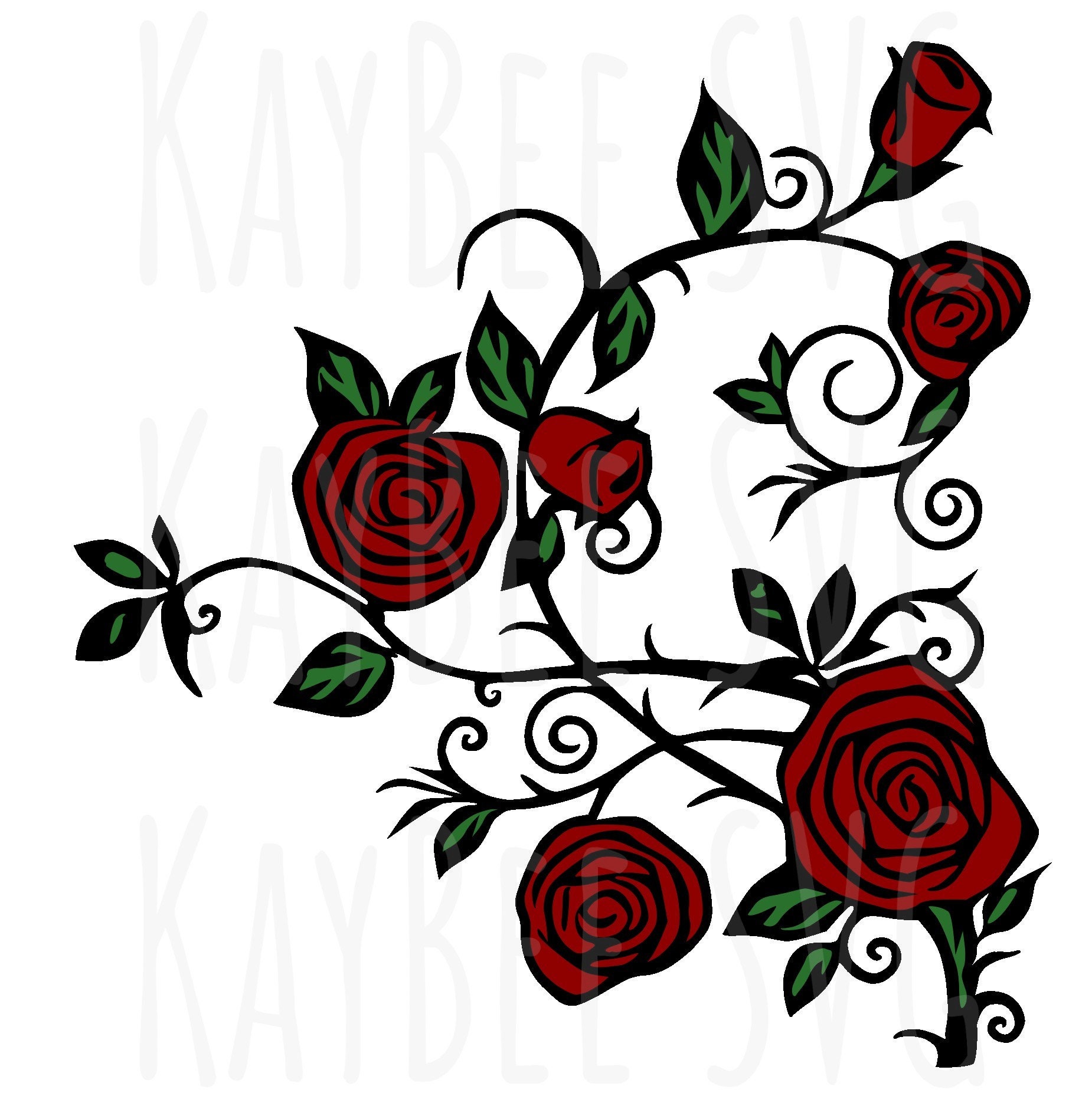 Gothic Rose Vine Svg Png Clipart Digital Cut File Download Etsy